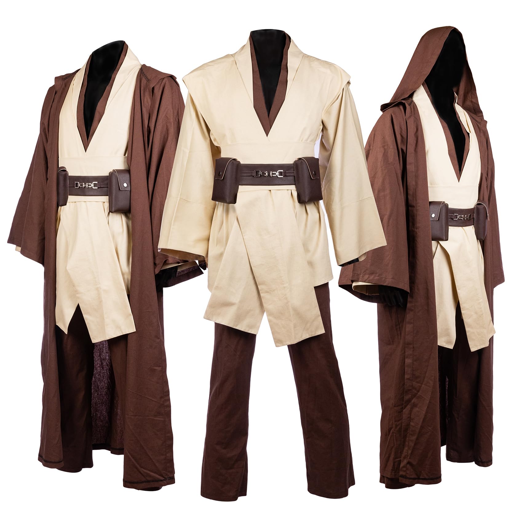 Men's Costume Robe Adult Male Tunic Costume Hooded Uniform Full Set ...