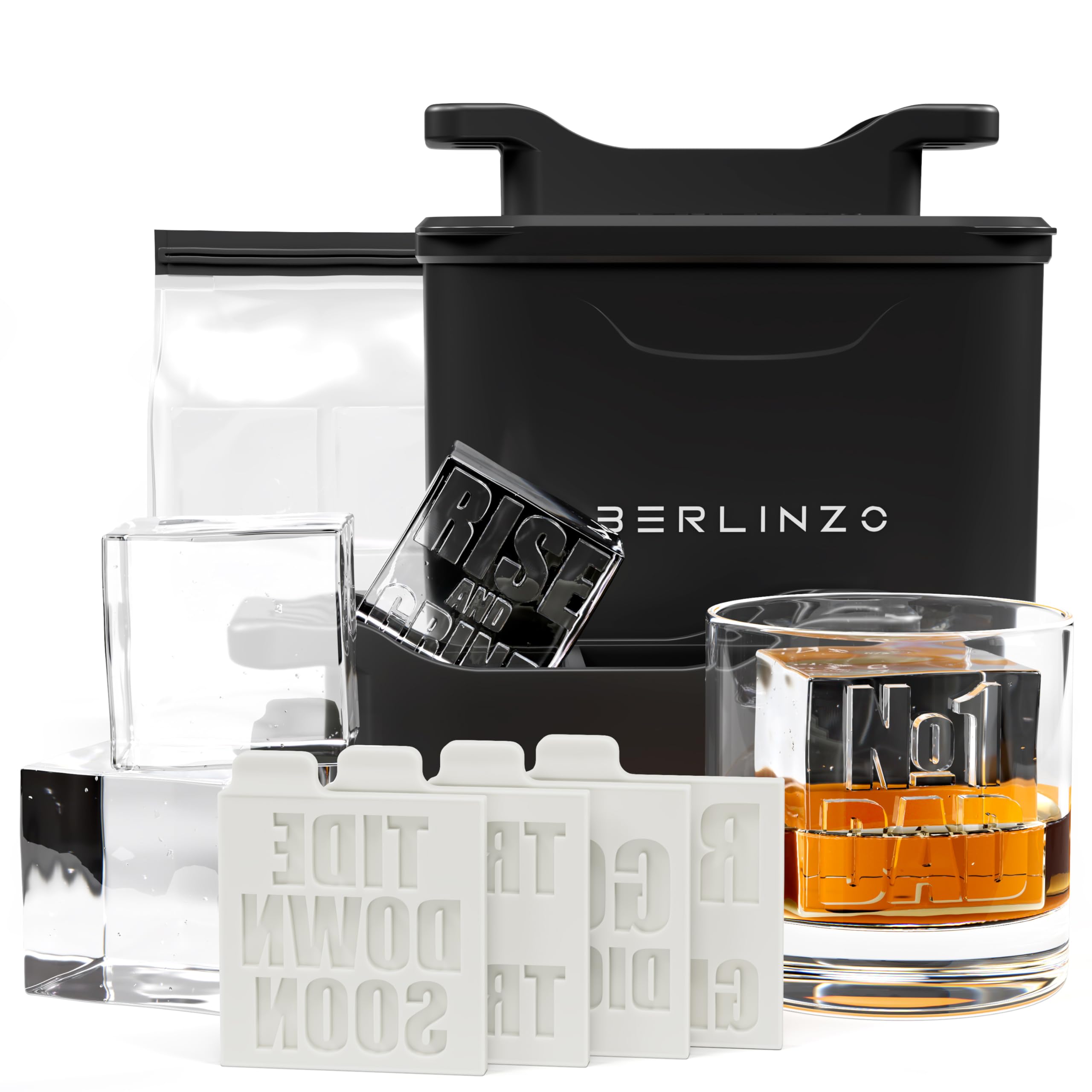 Berlinzo Premium Clear Ice Cube Maker with Conversation Ice Prints – 4 ...