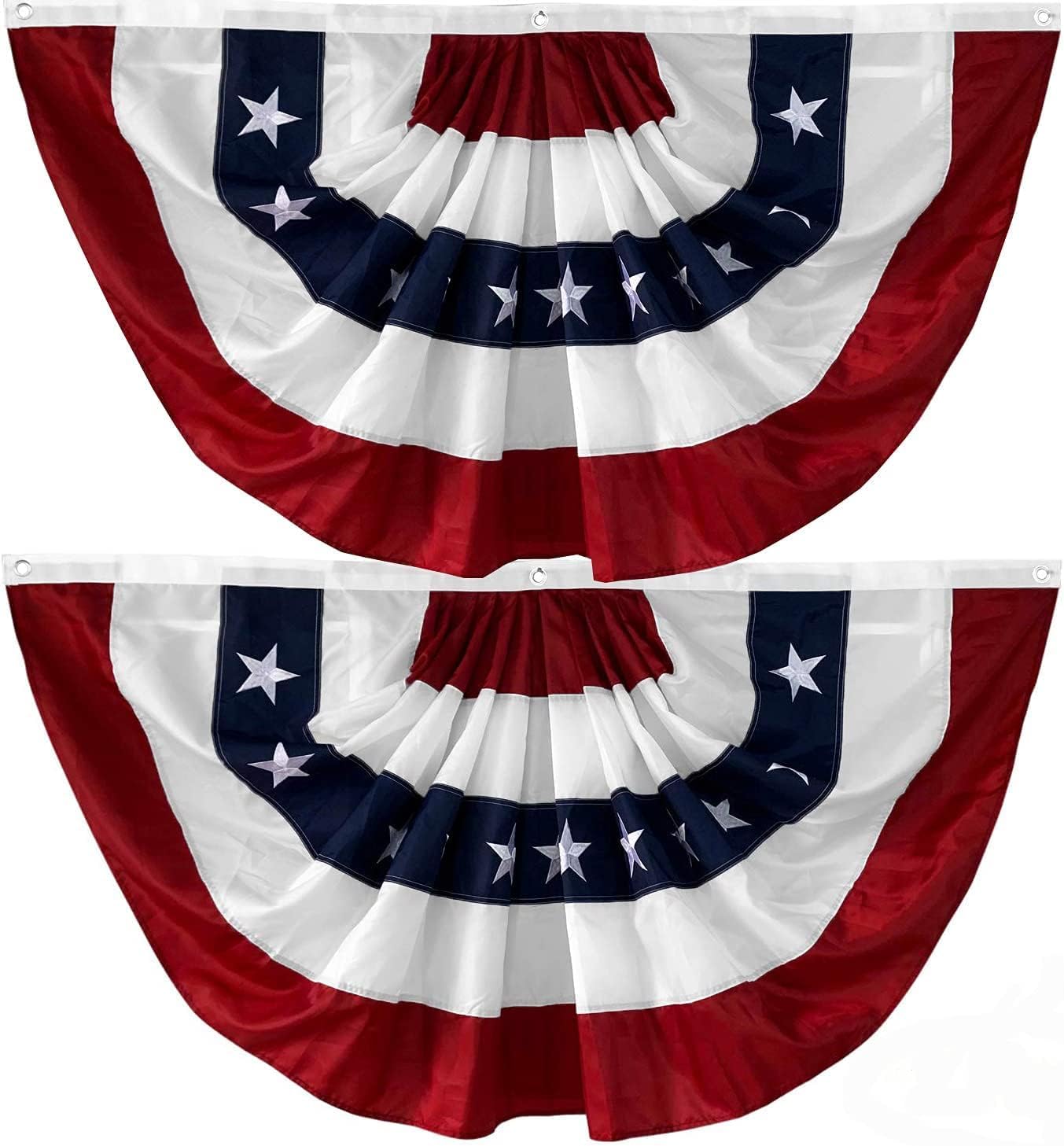 2 Pack SUNYAO American Pleated Fan Flag USA Pleated Fan Flag 3x6 Ft ...