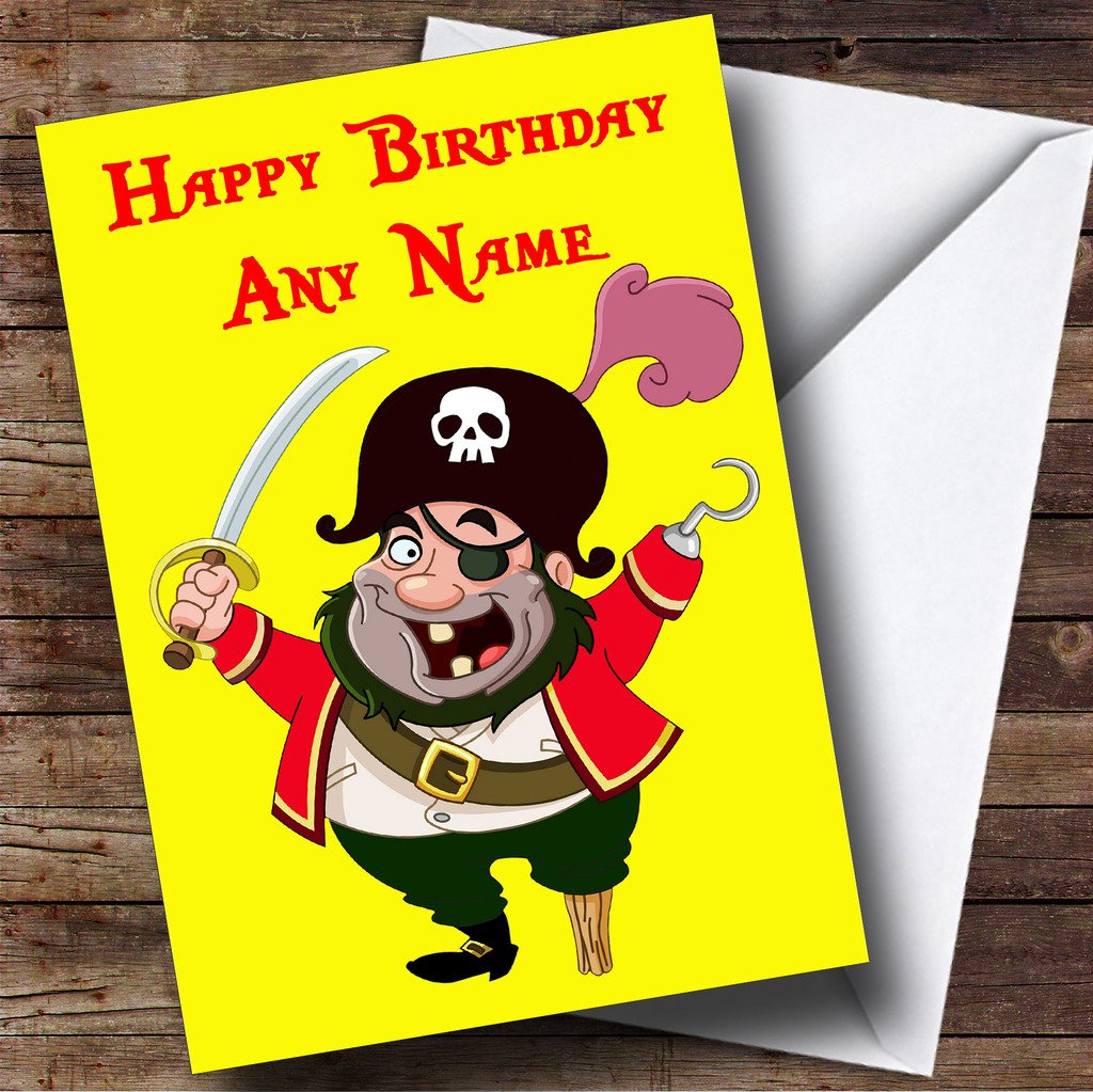Yellow Pirate Personalised Birthday Card: Amazon.co.uk: Office Products