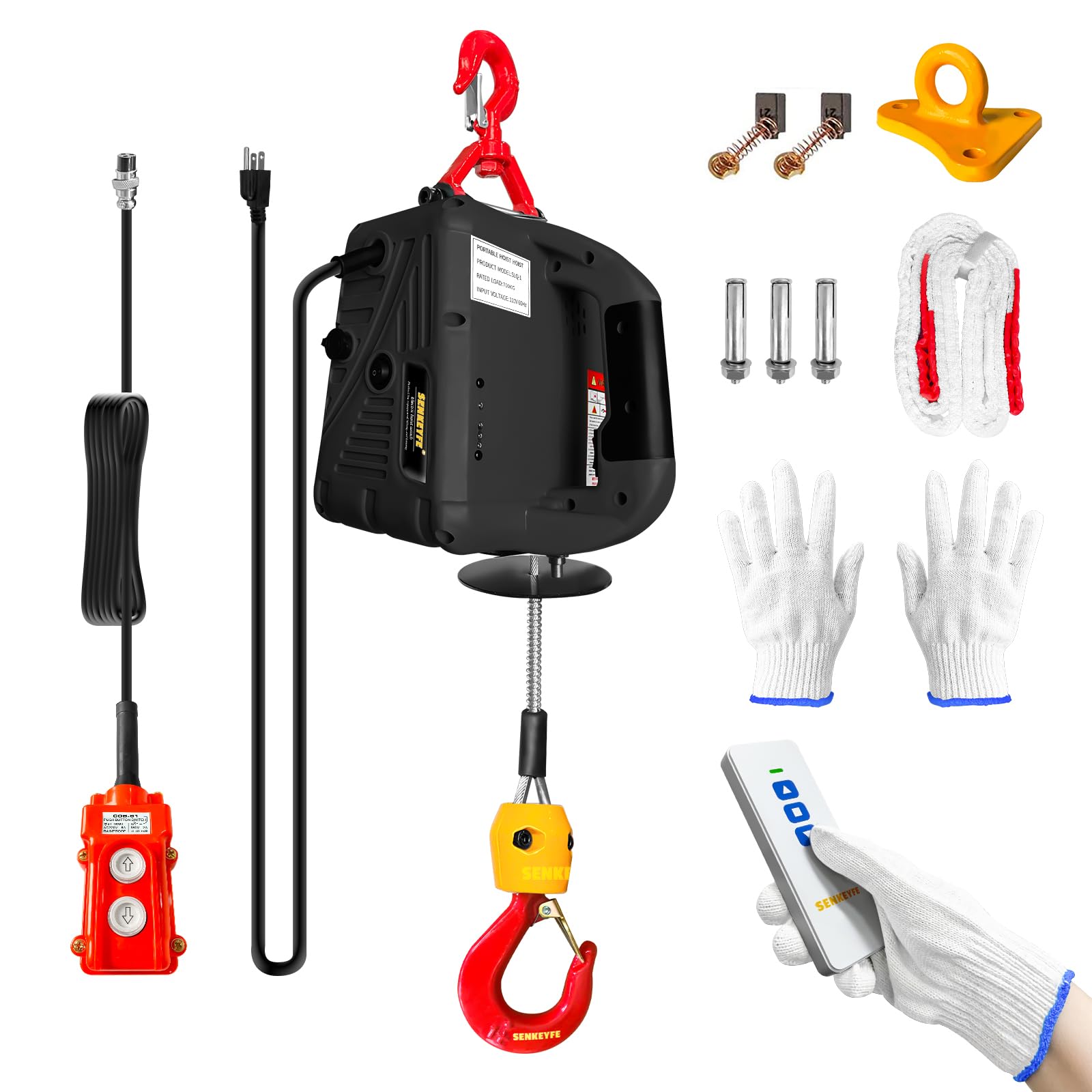 SENKEYFE Power Electric Portable Hoist Winch 1540LBS, 3 in 1 Electric ...