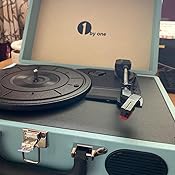 1byone Belt-Drive 3-Speed Portable Vinyl Turntable with: Amazon.co.uk ...