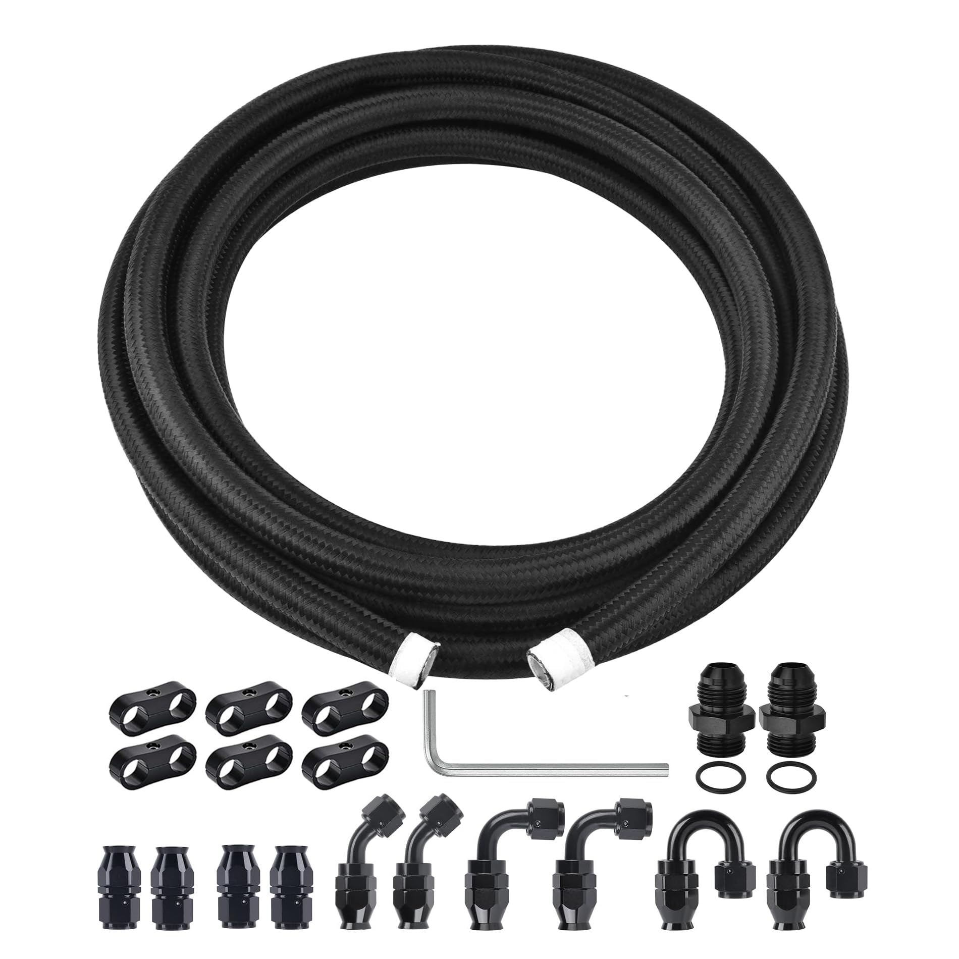 EVIL ENERGY 8AN PTFE Fuel Line Kit, AN8 E85 Nylon Braided Fuel Hose kit ...