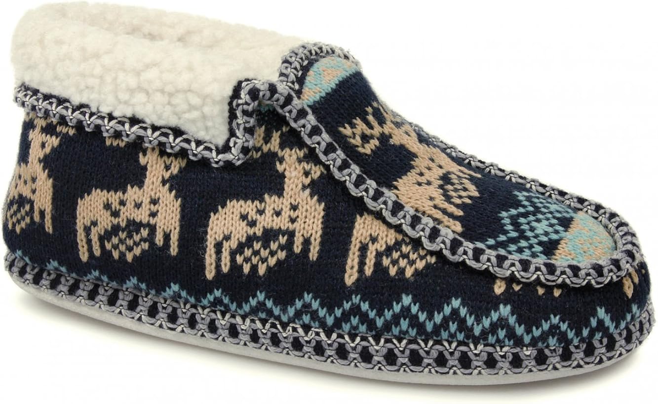 Divaz NORWAY Ladies Nordic Bootie Slippers Navy/Grey Large: Amazon.co ...