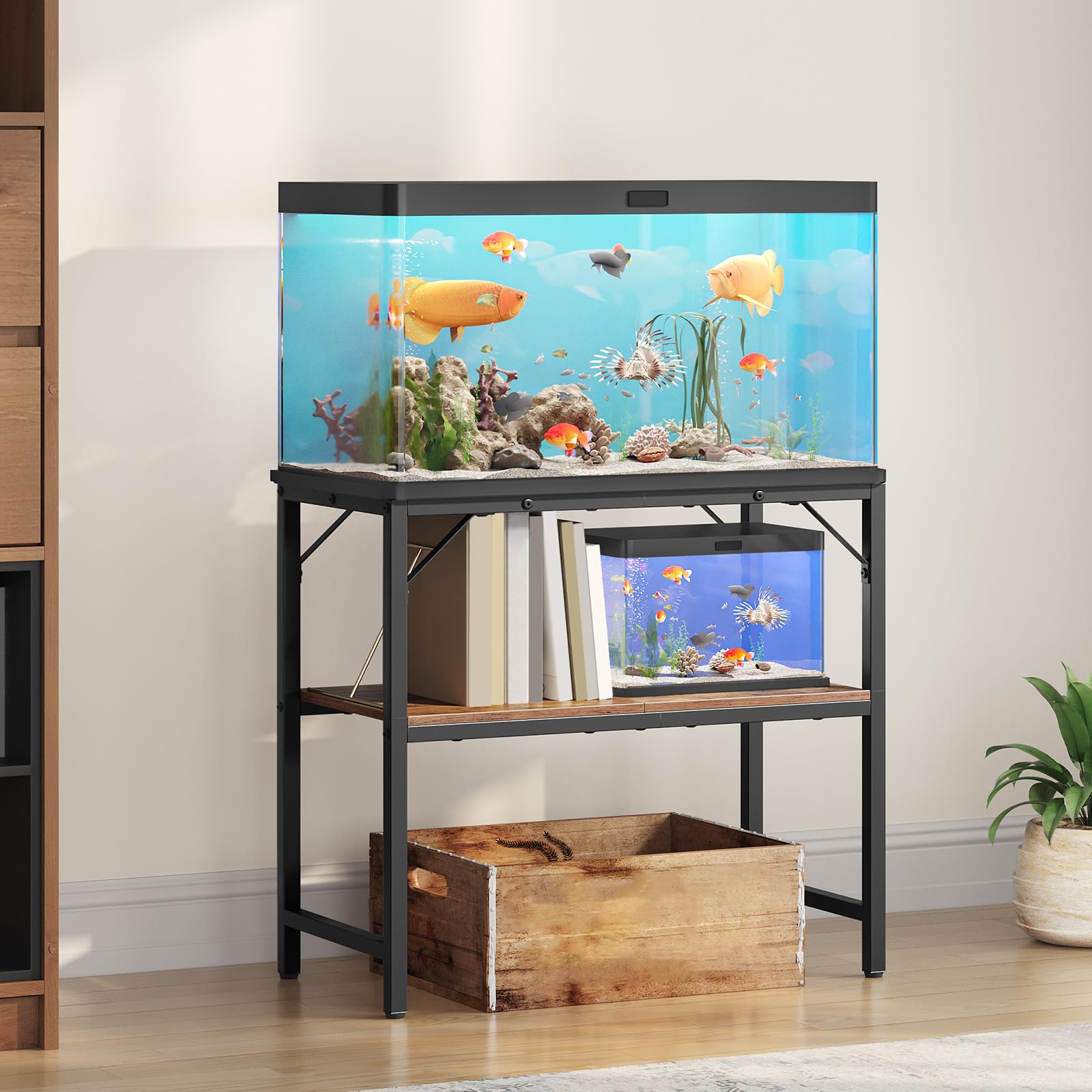 MAHANCRIS 30 Gallon Fish Tank Stand, Aquarium Stand with 2-Tier Storage ...