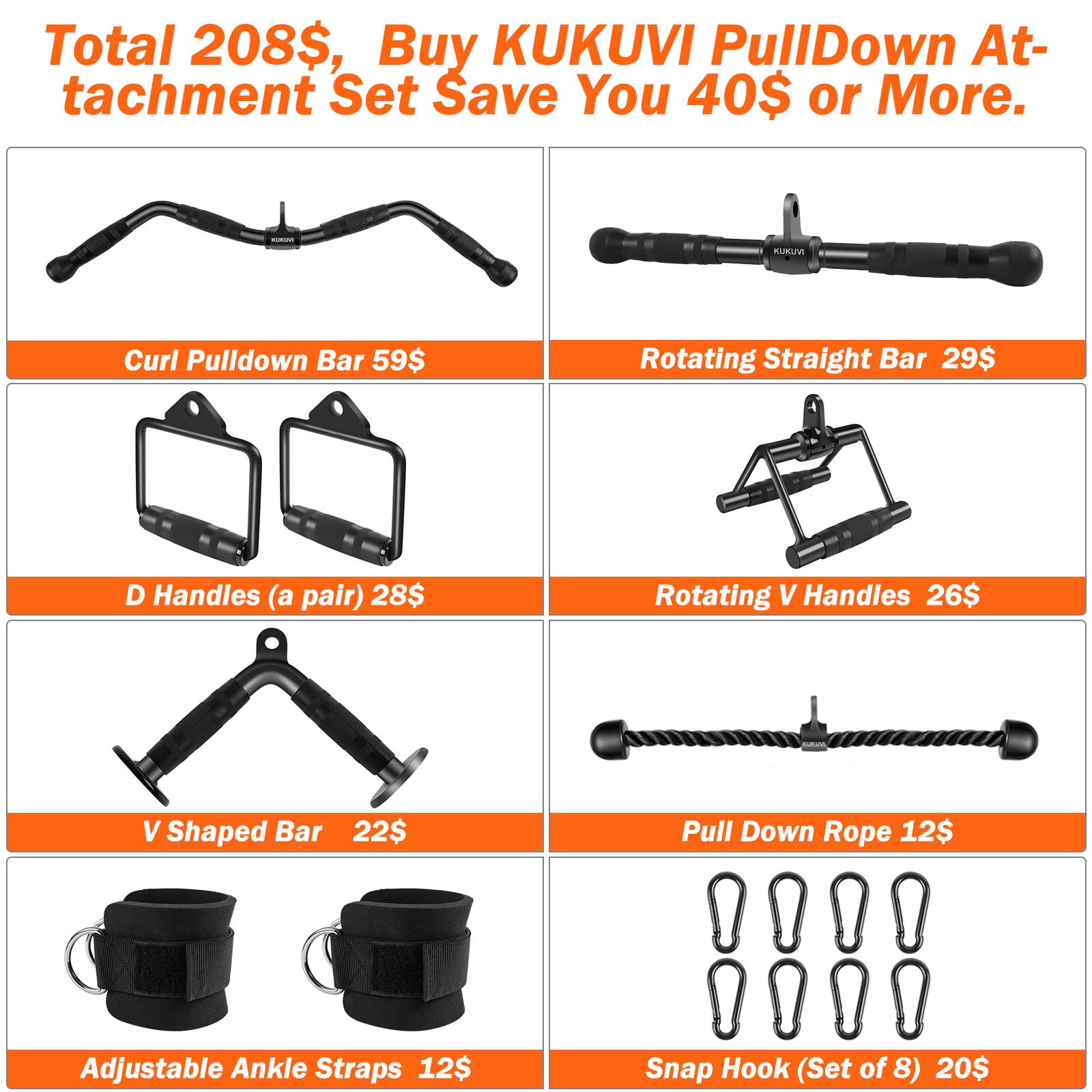 Mua LAT Pulldown Bar Attachments, Cable Machine Accessories for Home ...