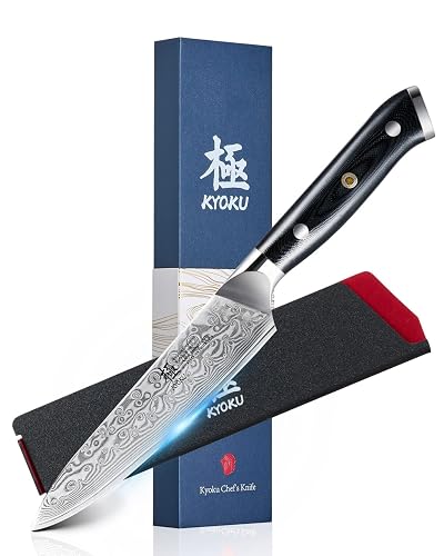 KYOKU Gin Series 5" Utility Kitchen Knife, Japanese VG10 Damascus ...