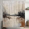 Amazon.com: TIYAANDSY Oil Painting Abstract Shower Curtain for Bathroom, Brown Black Grey White ...
