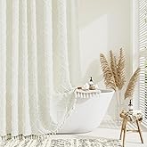 Amazon.com: Dynamene Sage Green Fabric Shower Curtain, Boho Farmhouse Tufted Geometric Striped ...