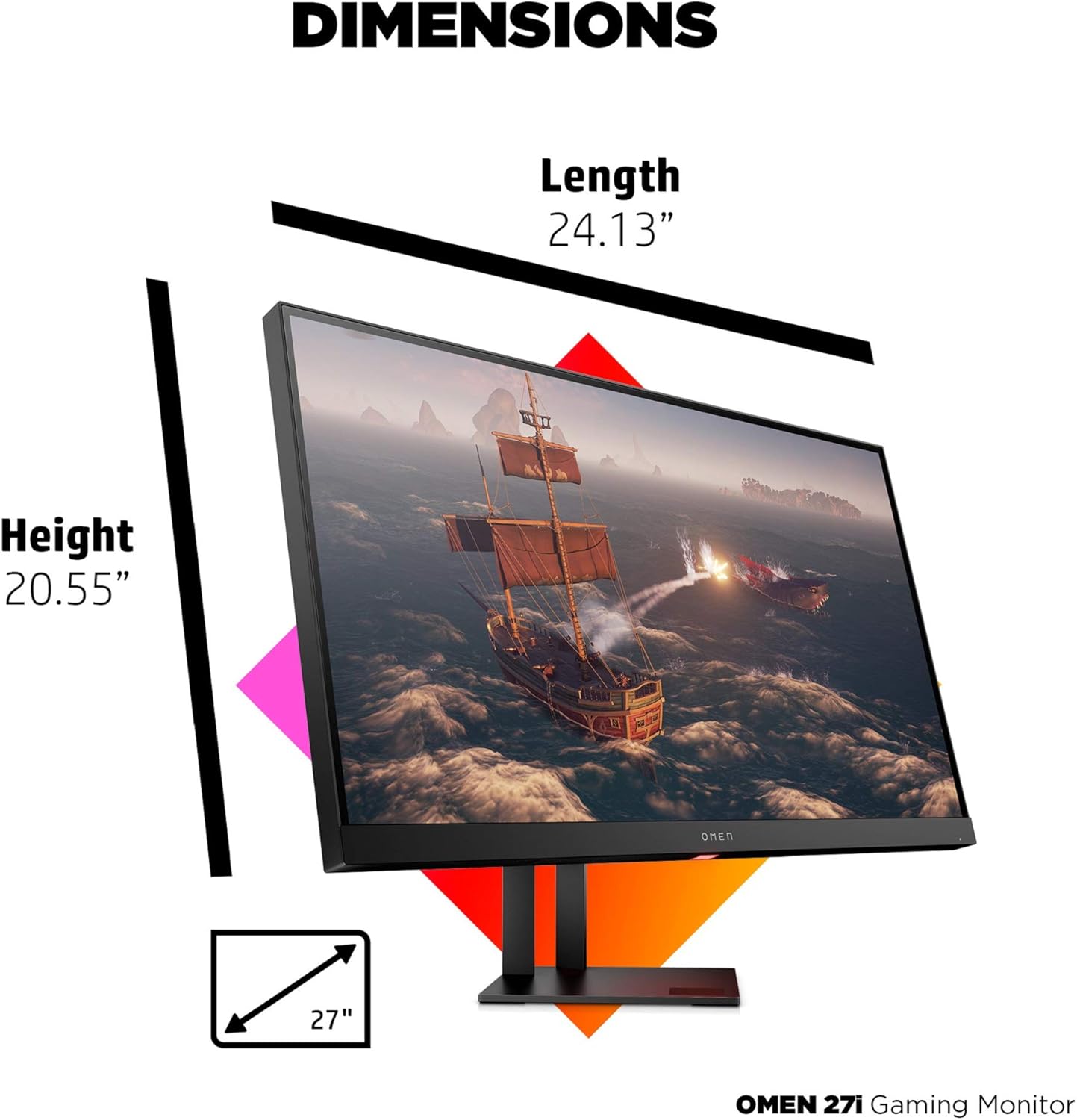 HP OMEN 27i Gaming Monitor, 165Hz, Nano-cell IPS, Quad HD (2560 x1440 ...