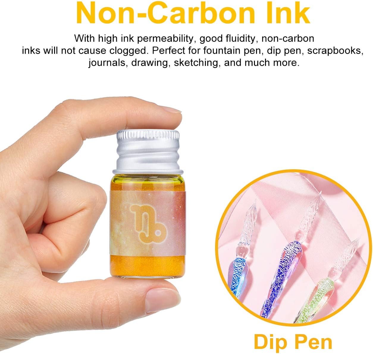 12 Colors Calligraphy Ink Set, Calligraphy Fountain Glass Dip Pen Color ...