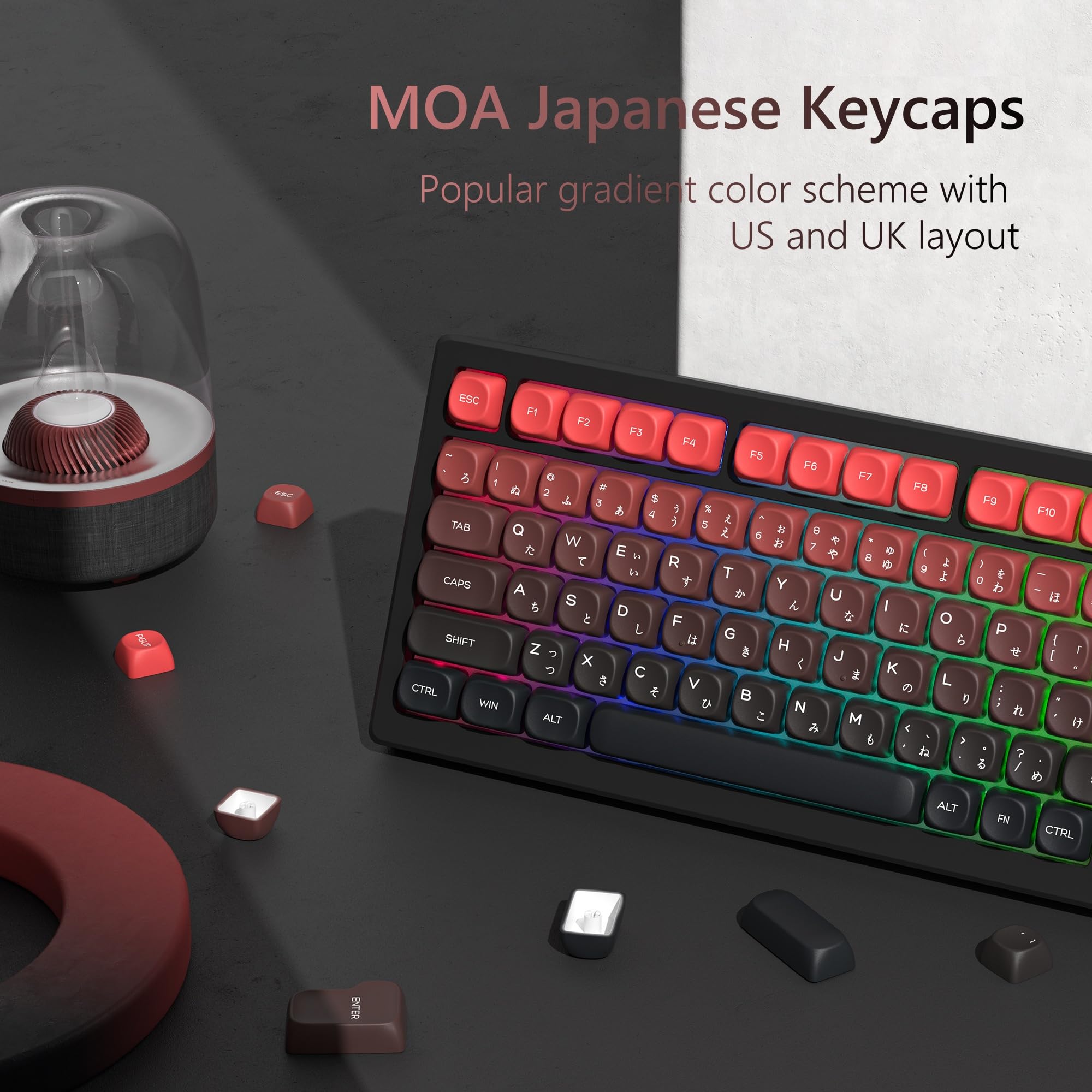 Mua Womier MOA Keycaps Japanese,PBT Keycaps 60 75 100 Percent,Cute Dye ...