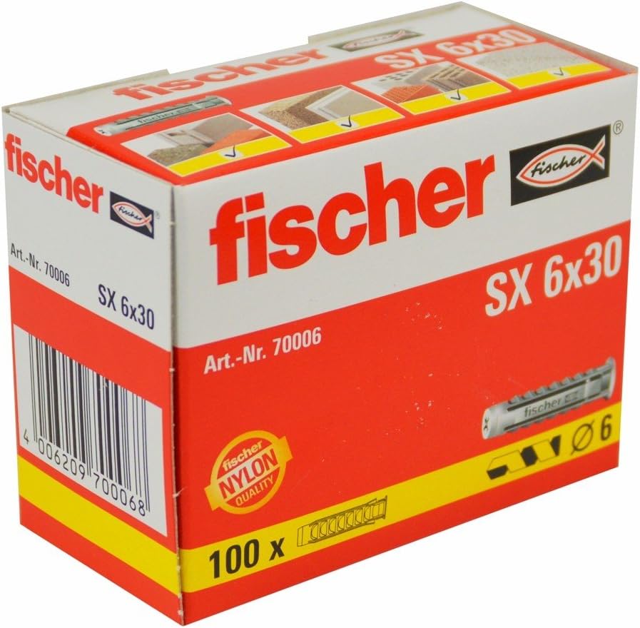 Fischer Nylon SX High Performance Plug 6mm (100 Pack): Amazon.co.uk ...