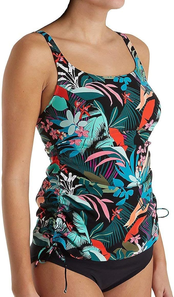 Tropical Mastectomy Tankini Set includes black swim bottoms at Amazon ...