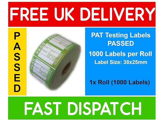 1000x PAT Test Labels PASSED Self Adhesive (1 Roll) Portable Appliance ...