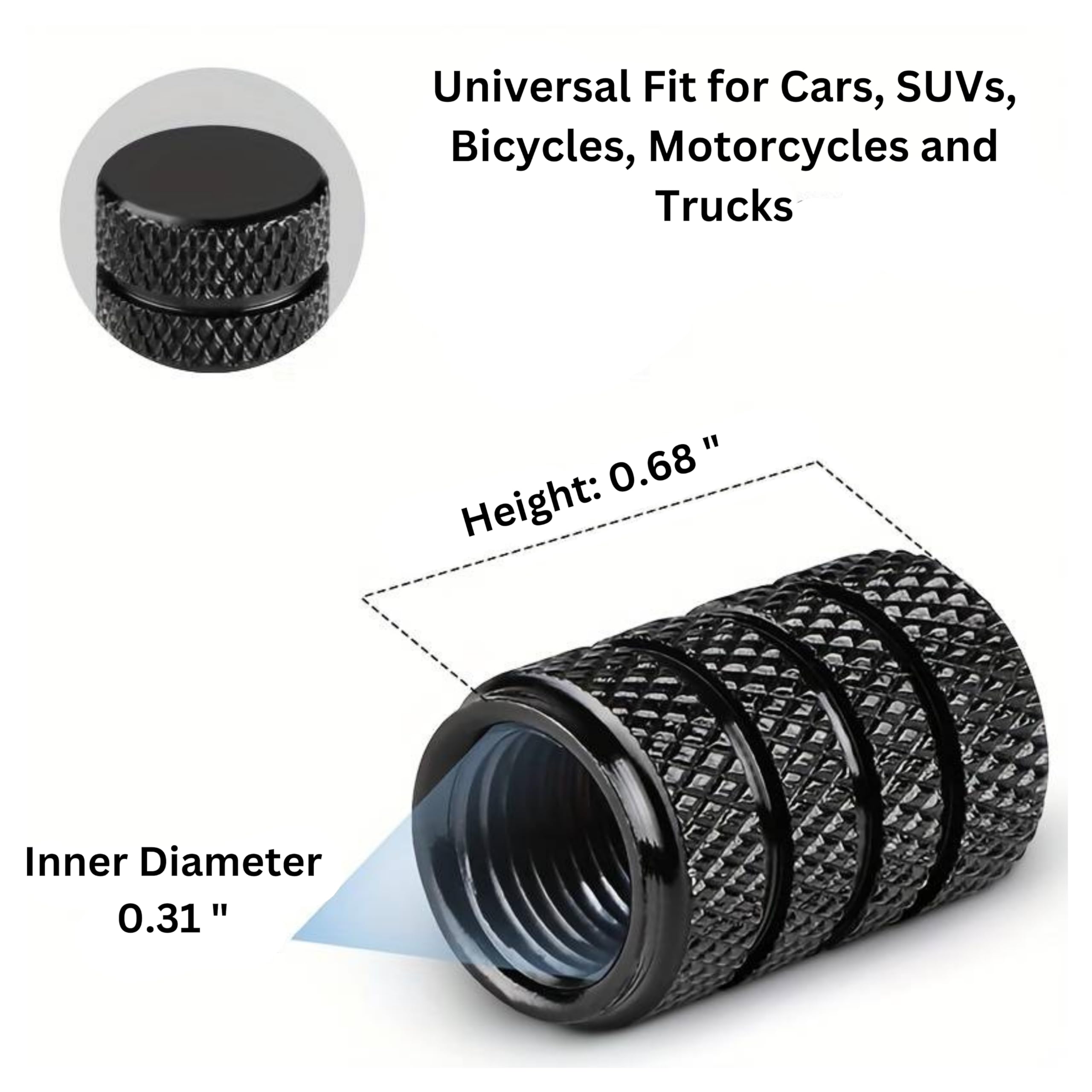 Mua Generic Tire Valve Stem Caps, Tire Valve Cover, Black Aluminum, 4 ...