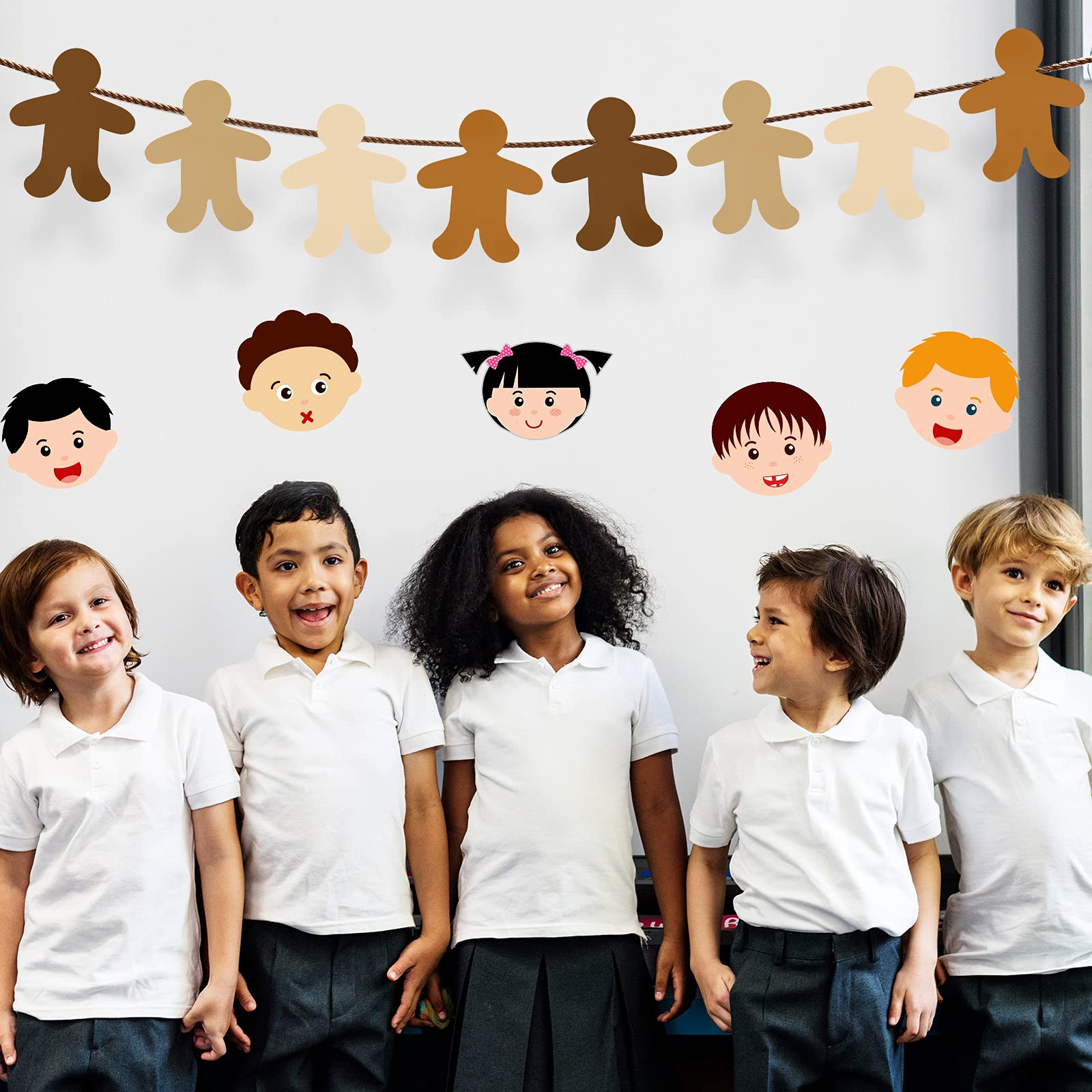 Mua Containlol 100 Pcs Multicultural Faces People Cutouts 5.5 Inch ...