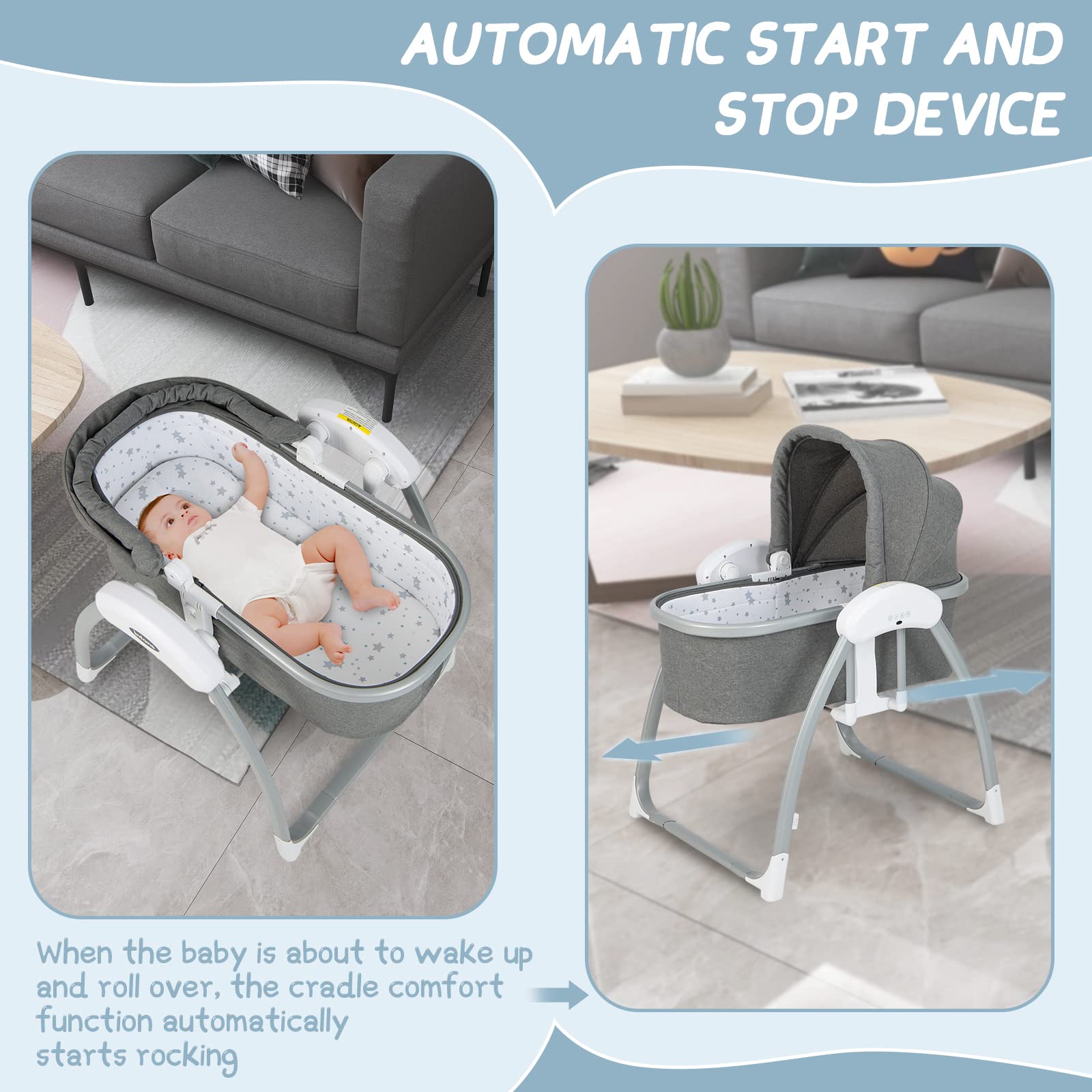 Mua INFANS 2 in 1 Smart Electric Baby Rocking Bassinet, Automatic ...