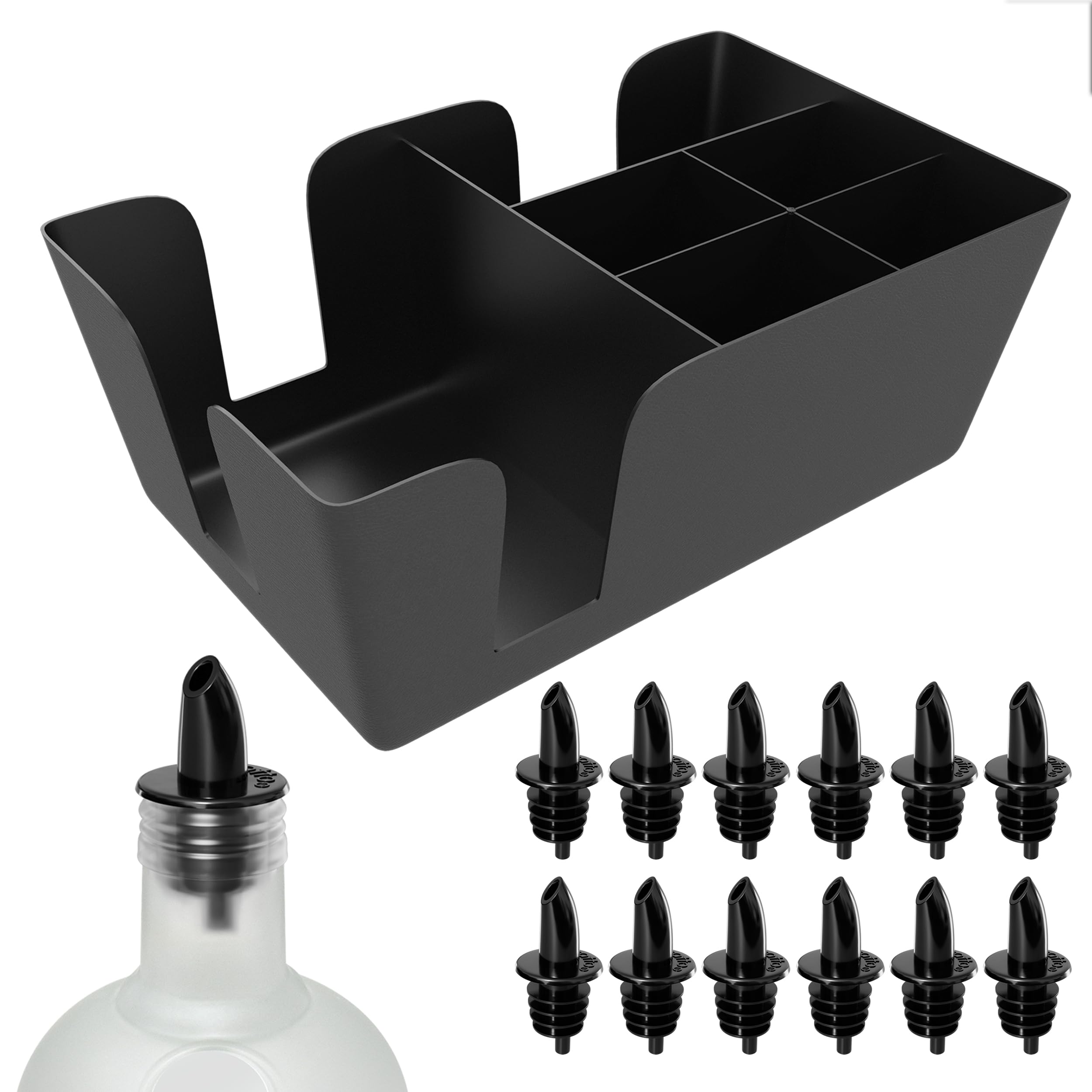 Esatto Bar Products Premium Rectangular Bar Caddy (Black), Professional ...