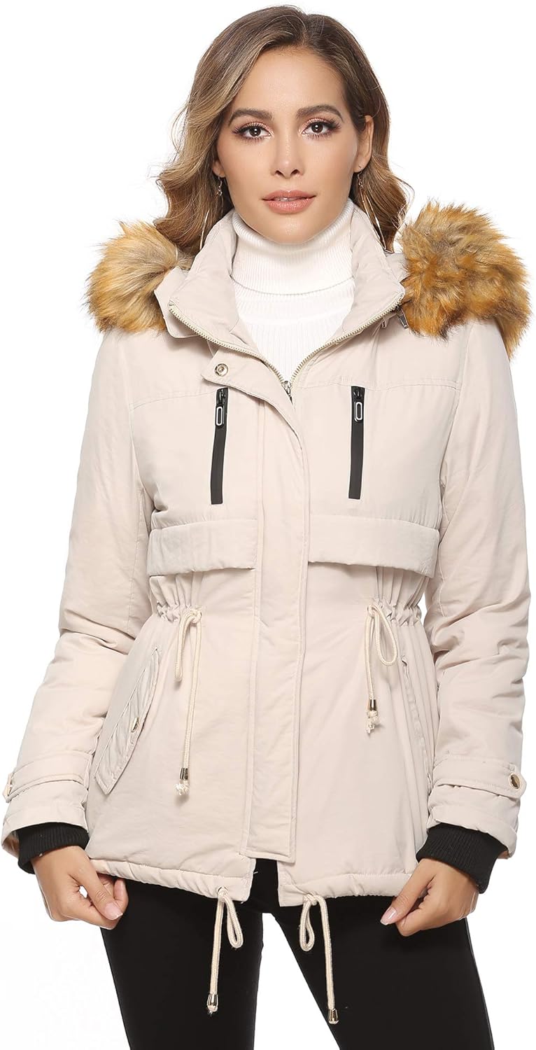 Abollria Cappotto Donna Imbottito con Cappuccio per Inverno Parka Caldo ...