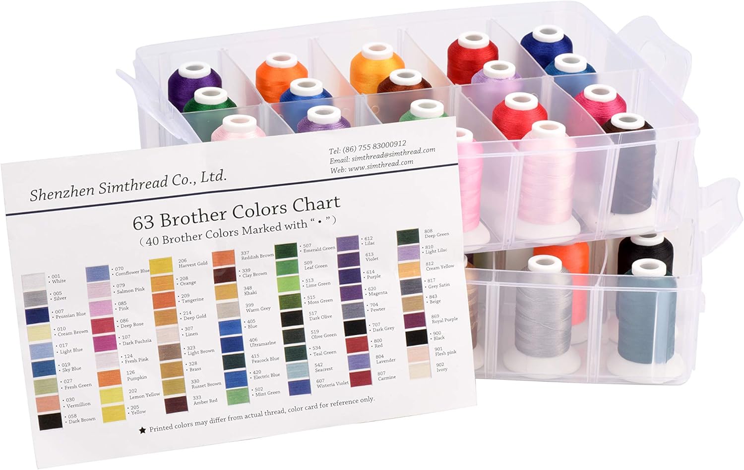 Simthread Embroidery Machine Thread Kit with Storage Box Organizer, 40 ...