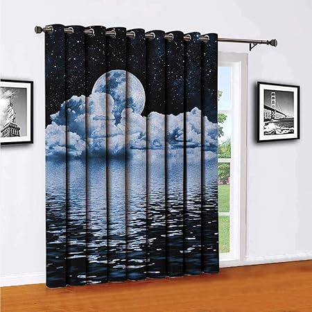 Moon Shading Insulated Curtain The Moon Setting Over Clouds Water ...