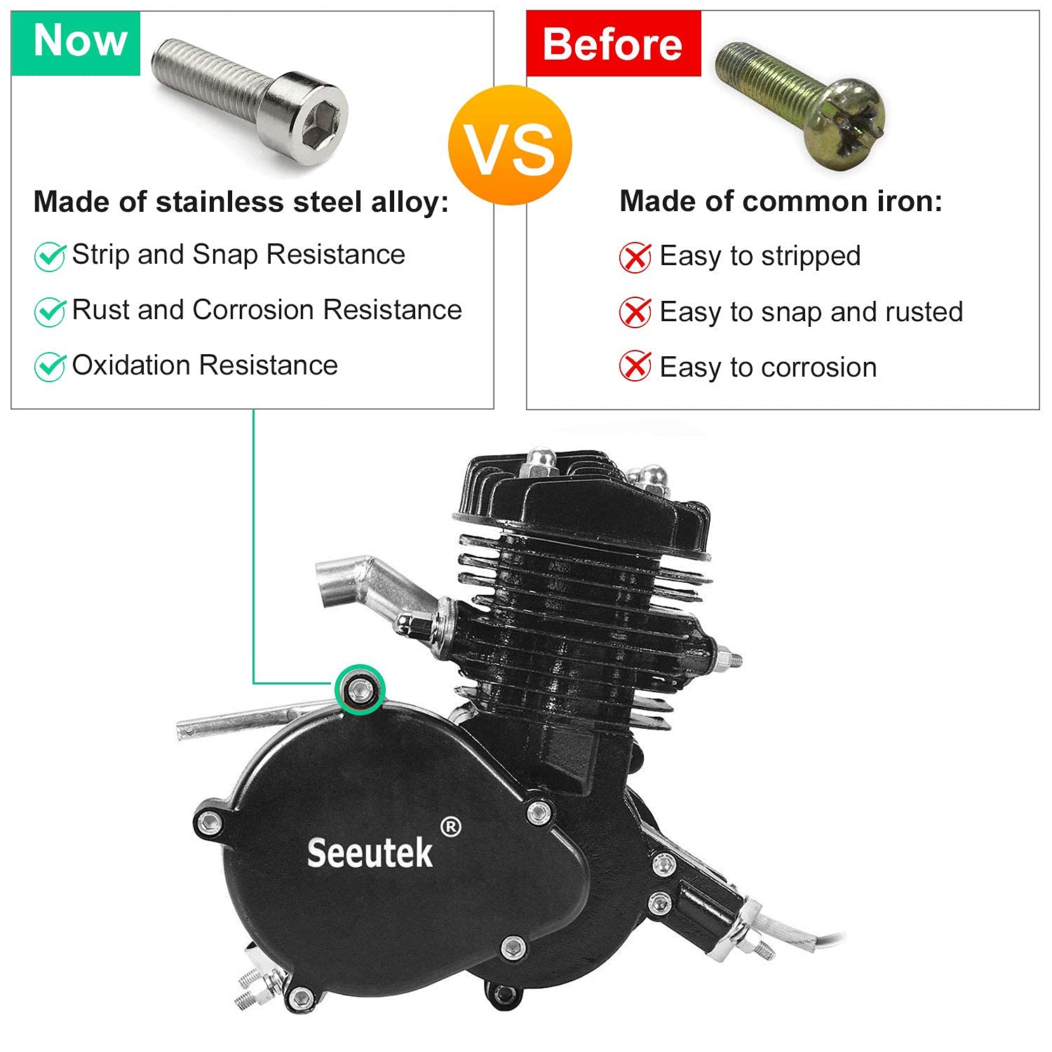 Mua Seeutek 80cc Bicycle Engine Kit 26" 28" Bike Bicycle Motorized 2 Stroke Cycle Petrol Gas ...