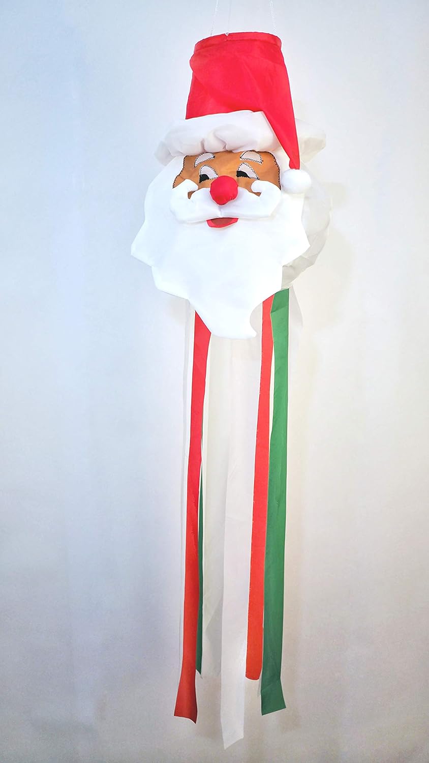Santa Claus Windsock-Black Santa Hispanic 36 Inch Christmas Wind Flag ...