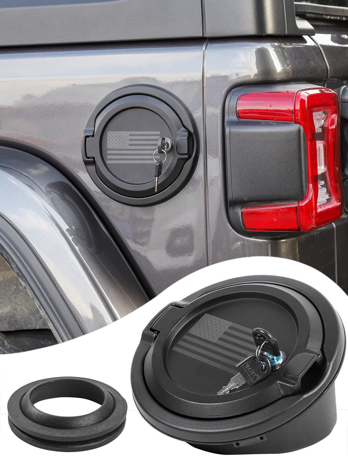 Savadicar Locking Gas Cap Cover, American Flag Fuel Tank Filler Door ...