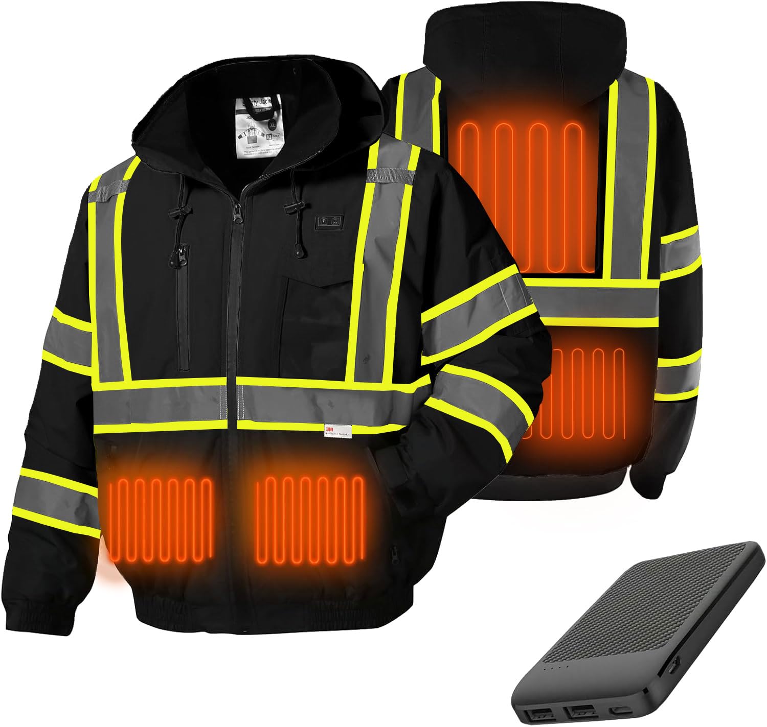 SKSAFETY Professional Level Heated Safety Bomber Jacket, Class 3 Hi-Vis ...
