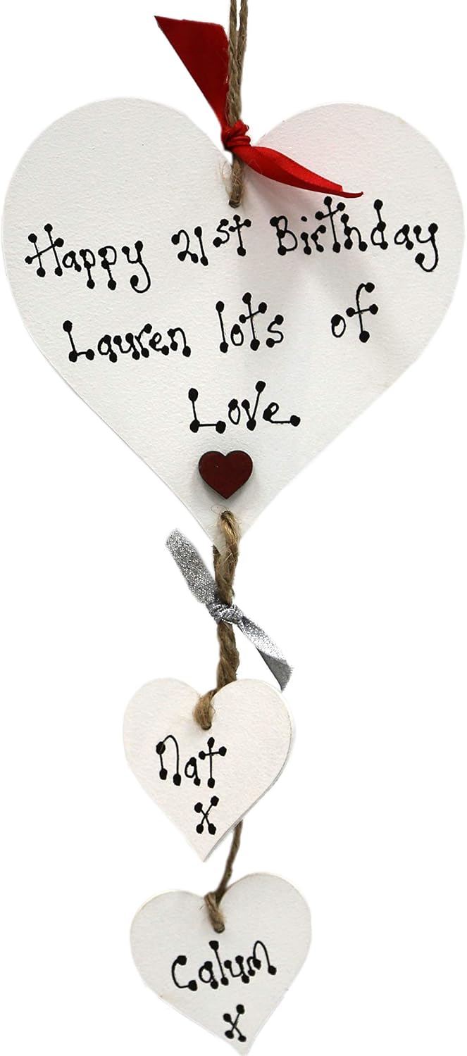 Personalised Happy Birthday Plaque Hearts 16th 18th 21st 30th 40th 50th ...