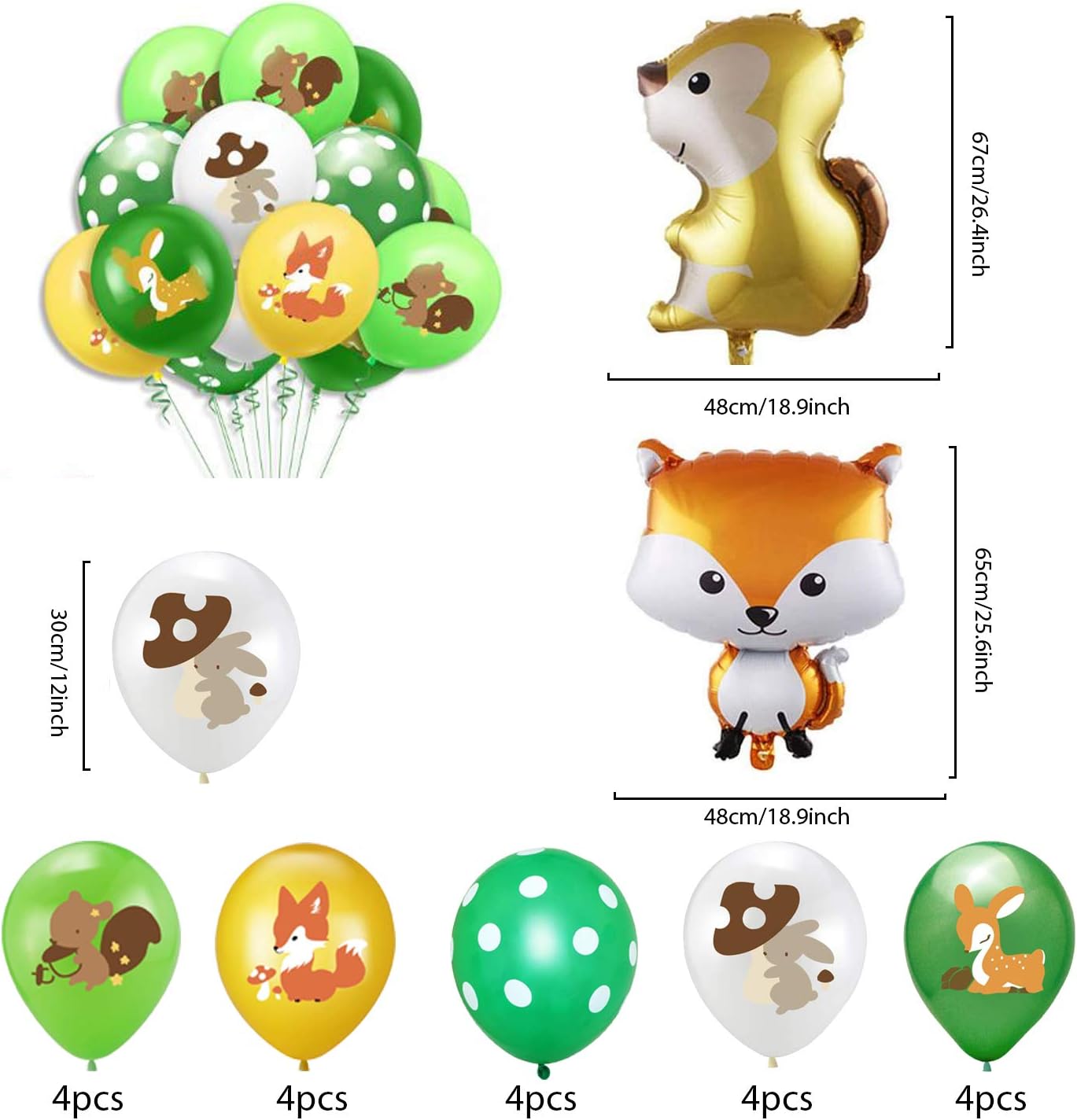 SUNSK Jungle Animal Balloons Happy Birthday Banner Round Latex Balloon ...