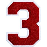 Amazon.com: 4-1/2" Iron on Number Patches Red Chenille Number Patch Letterman Jacket Patches ...