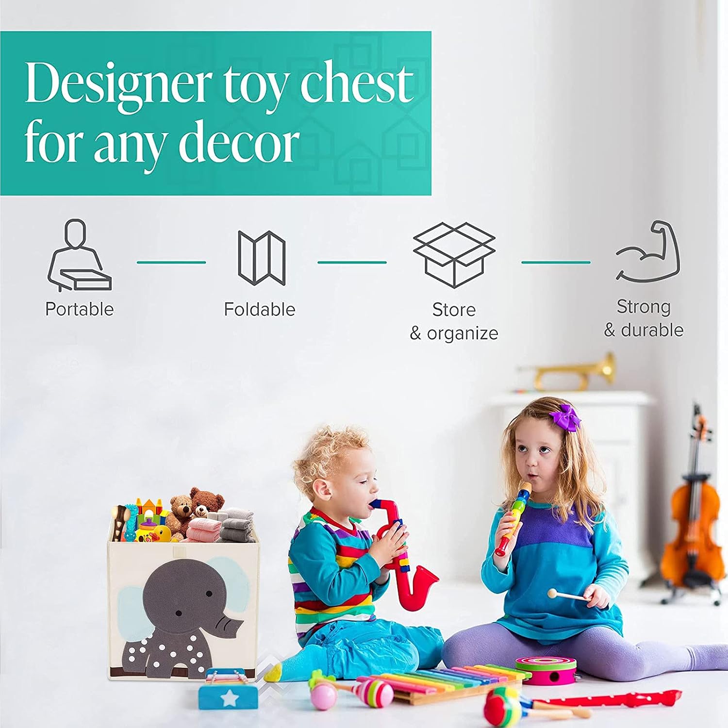 Children’s Practical Storage Box (33 x 33 x 33 cm), Toy Box for ...