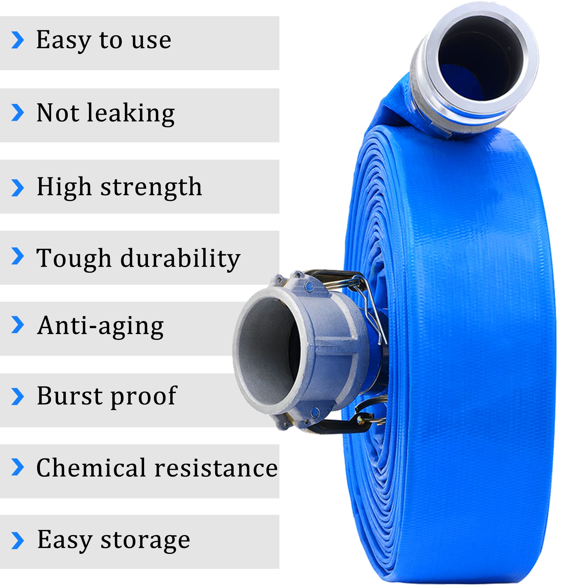 Mua 3" x 50ft PVC Lay Flat Discharge Hose With Aluminum Camlock C & E ...