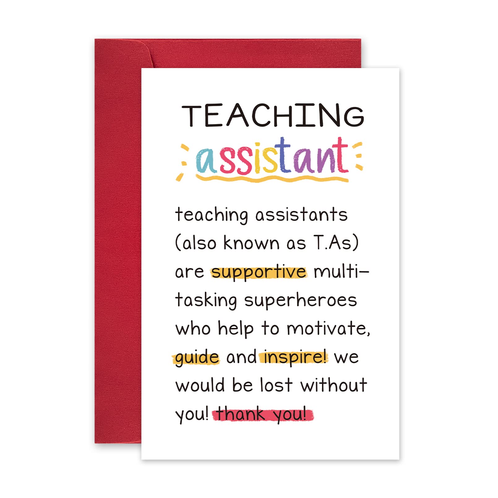 Mua Teaching Assistant Definition Thank You Card, Cute Teacher ...
