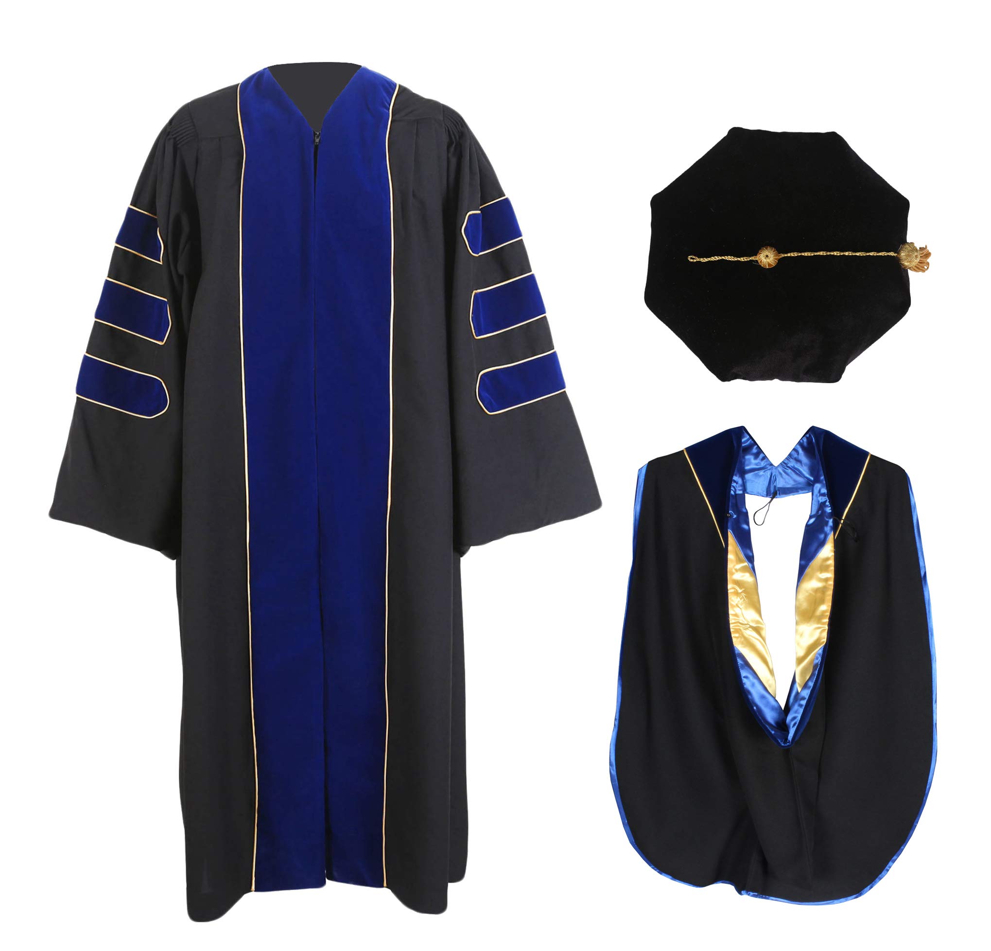 Buy MyGradDay Deluxe Premium Graduation Doctoral Regalia Gown,PHD Hood ...