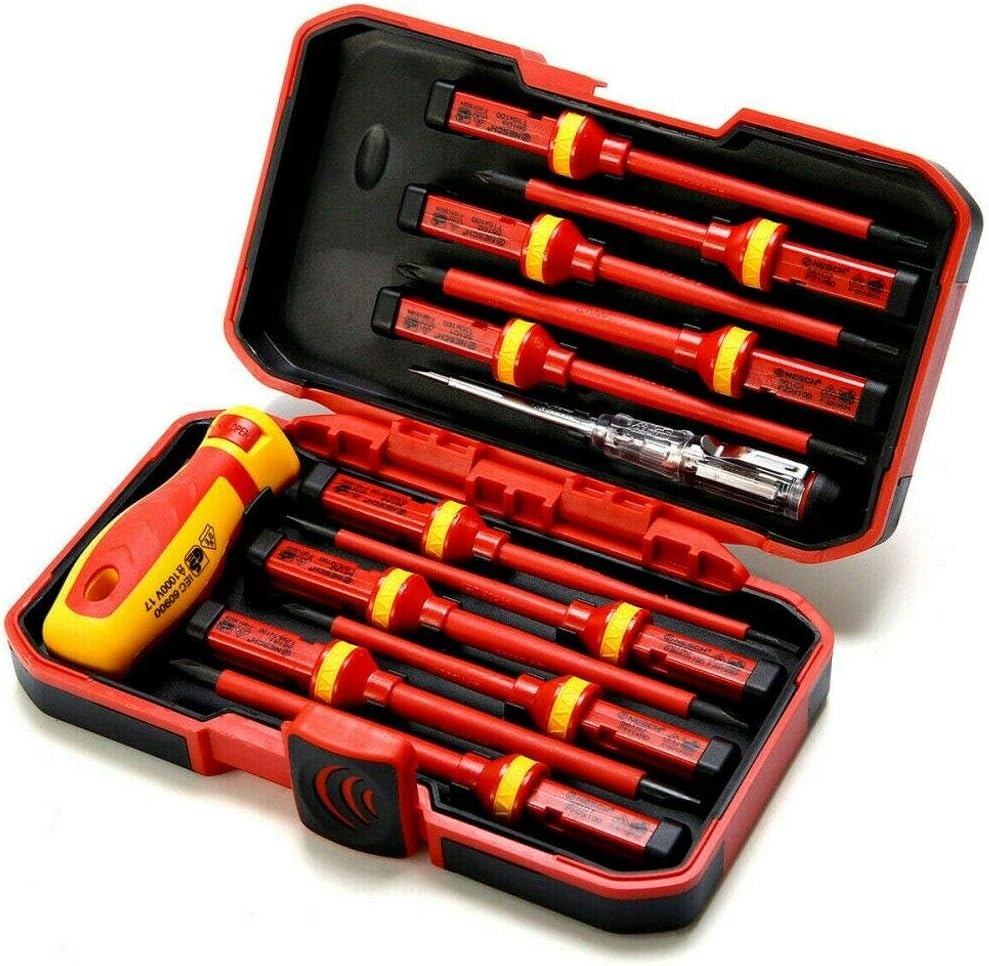 VDE 1000v Insulated 13 Piece Interchangeable Screwdriver Set in Carry ...