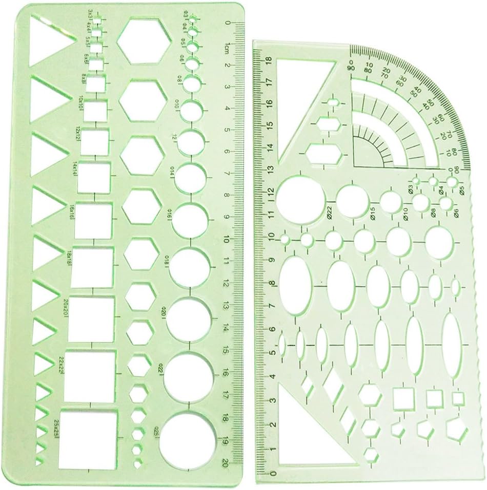 LGEGE 2PCS Green Color Complete Shape Plastic Measuring Templates ...