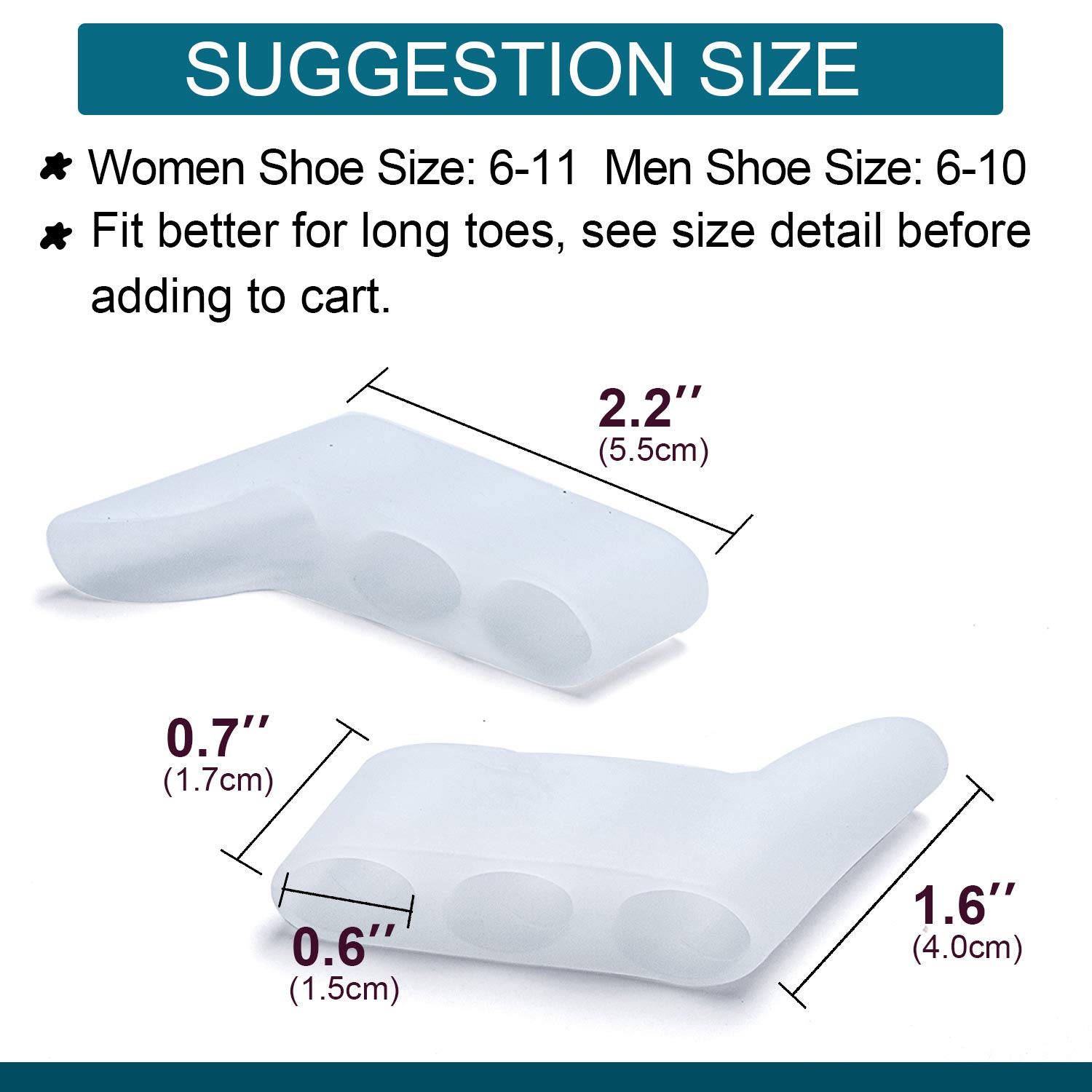 Mua Povihome 10 Pack Pinky Toe Separator and Protectors, Triple Gel Toe ...