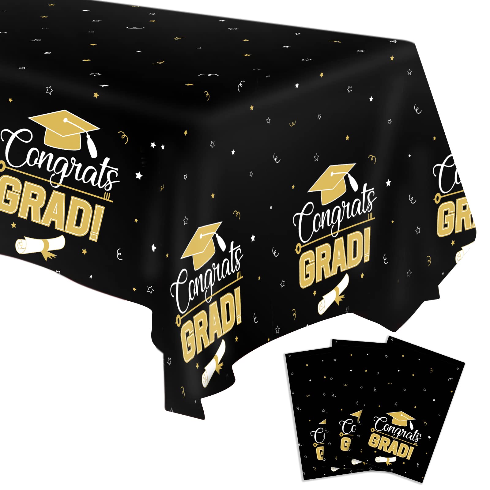 SANBADA 3 Pieces Graduation Tablecloth, 2025 Graduation Party Decorations, Large Size Plastic ...