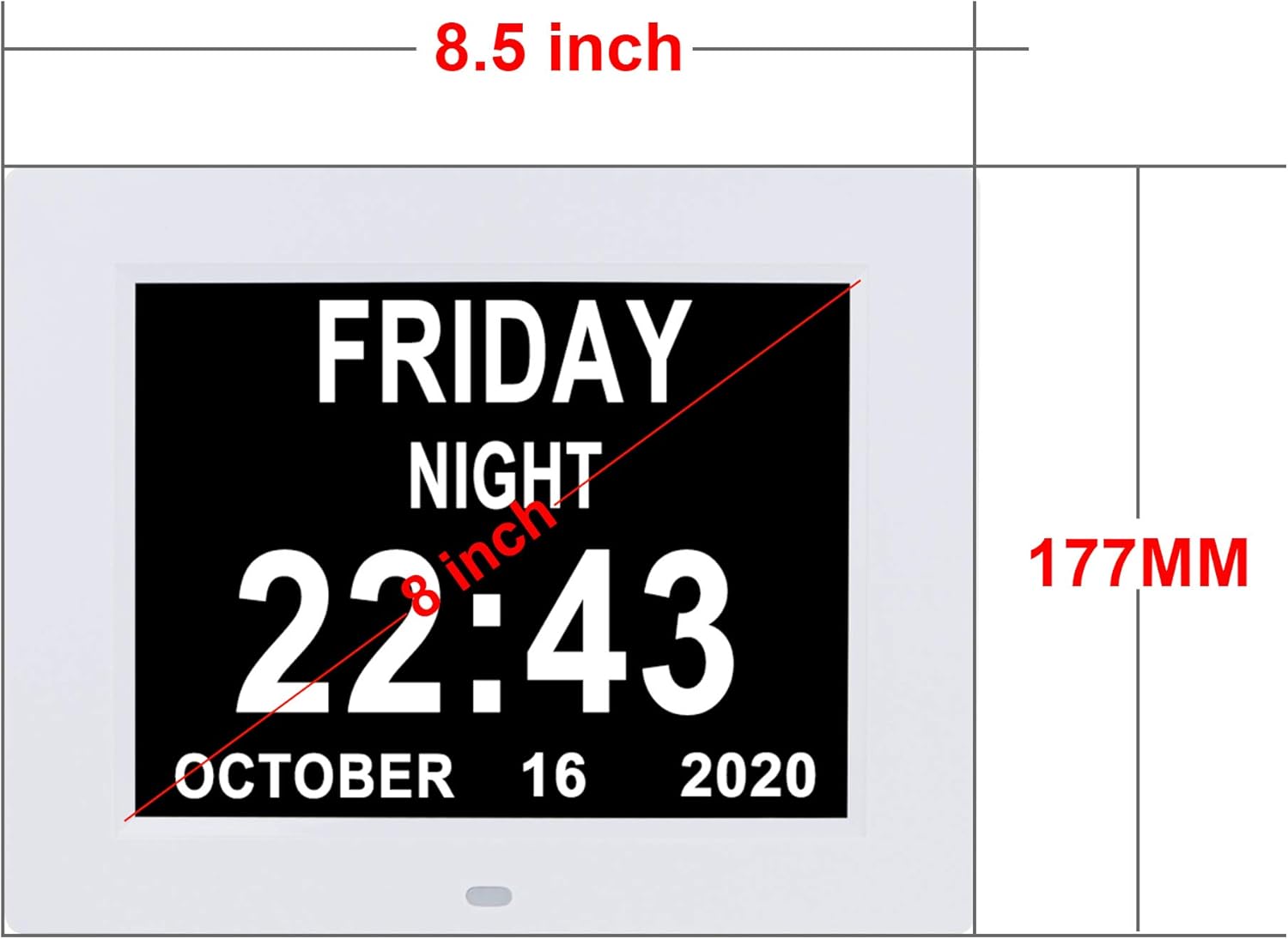 8 INCH Digital Calendar Day Clock 8 Alarms Auto-Dimming Extra Large ...