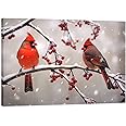 Amazon.com: MODOJOART Winter Cardinal Canvas Wall Art, Red Cardinals on ...