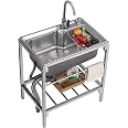 Stainless Steel Utility Sink Single Bowl Commercial Restaurant Kitchen ...