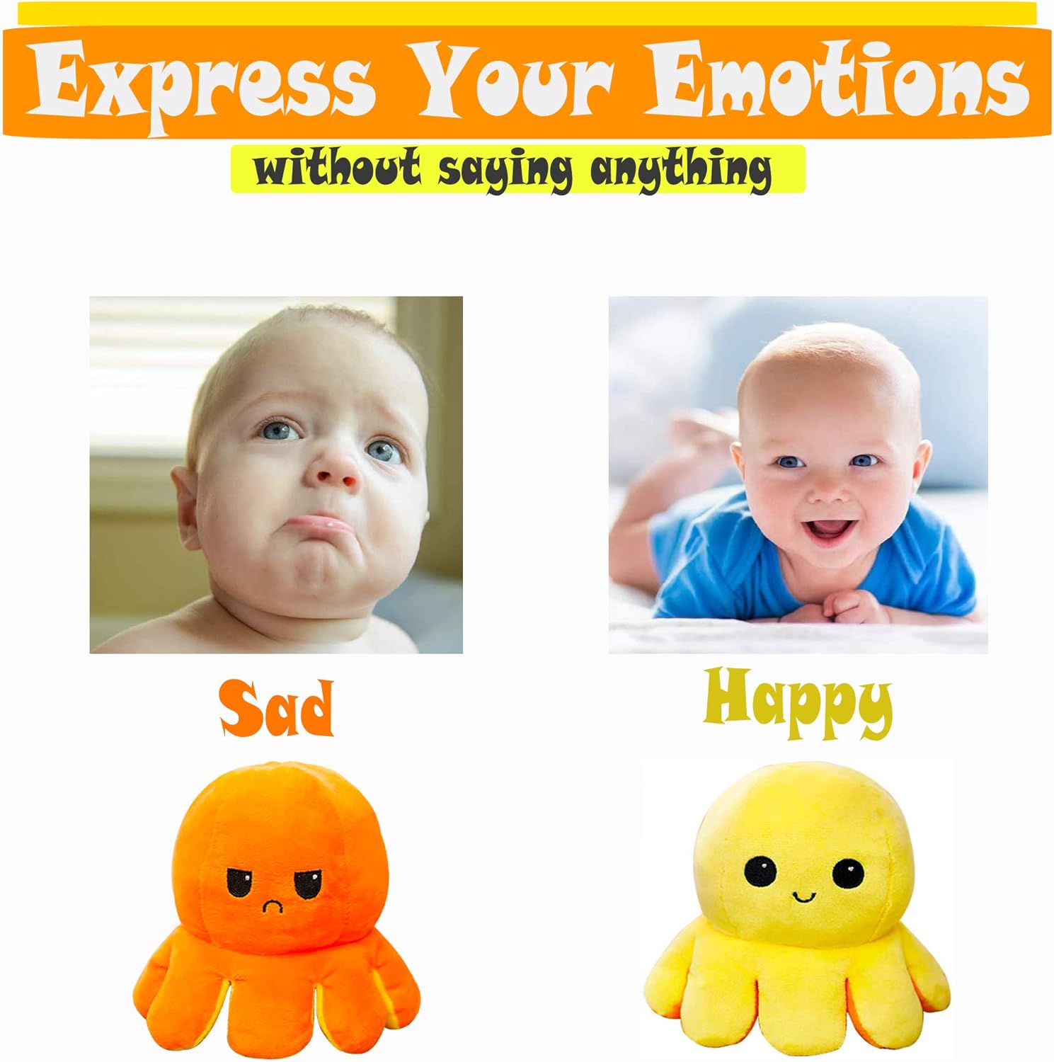 Flippy Octopus Plushie Reversable Toy – Flip Emotion Octopus Teddy To ...