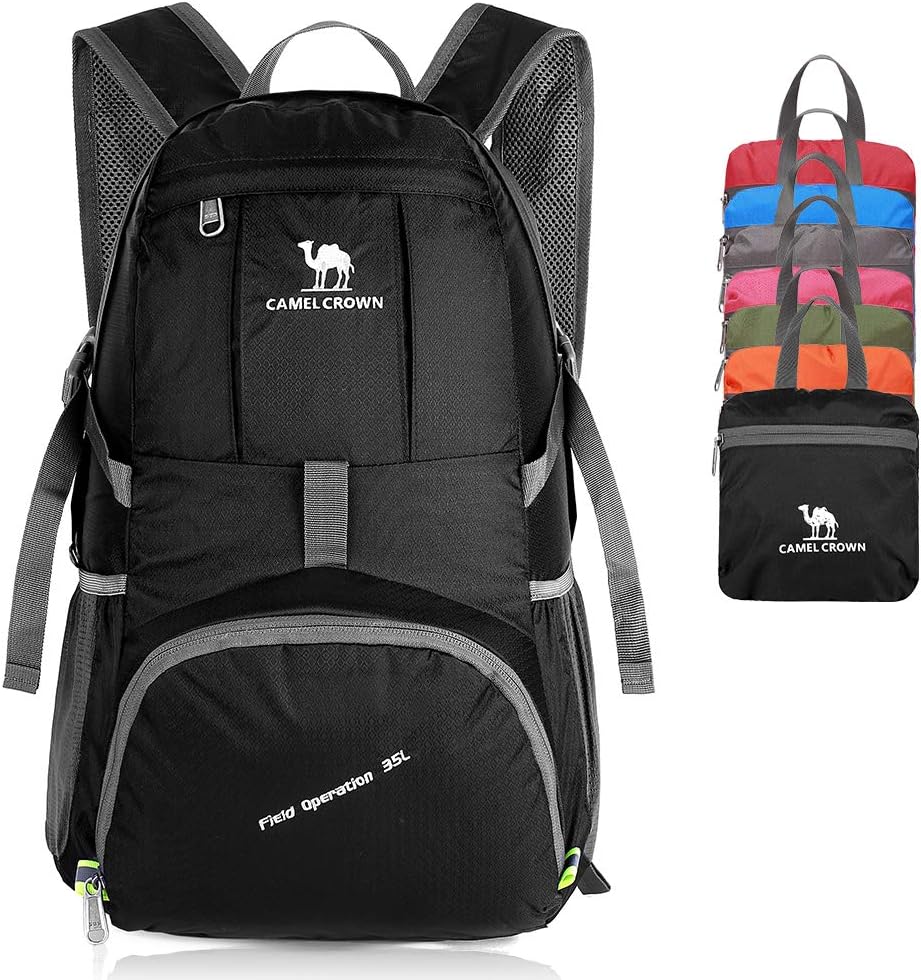 CAMEL CROWN 35L Packable Backpack, Lightweight Hiking Daypack, Foldable ...
