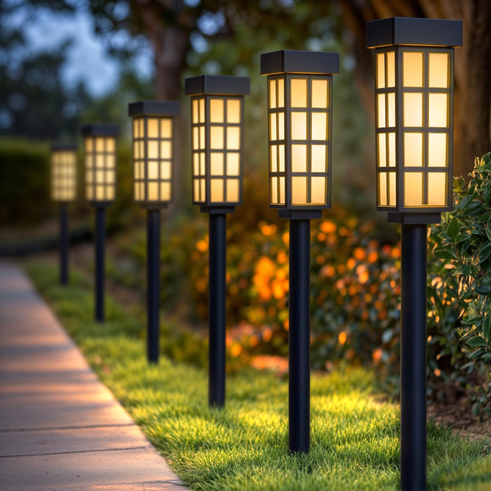 PASAMIC 24" Solar Pathway Lights Outdoor, 8 Pack Bright Garden Light ...
