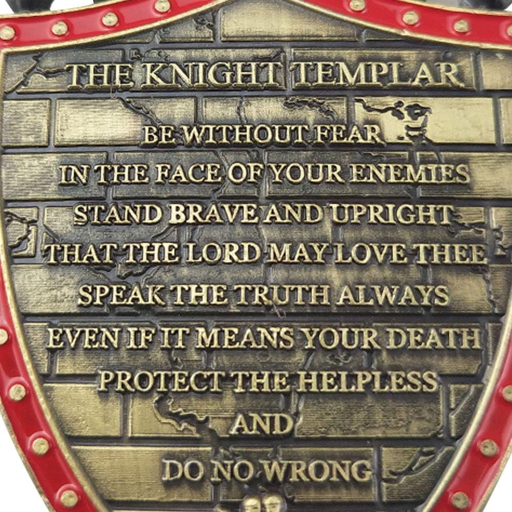 AtSKnSK Armor of God Challenge Coin Knights Templar Oath Shield Shape ...