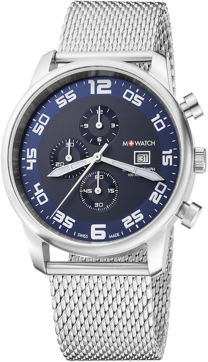 M WATCH Swiss Made Aero Men's Watch, Chronograph with Date, Luminous ...