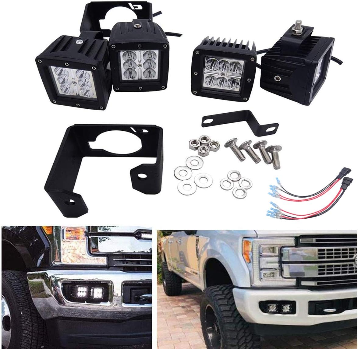 Amazon.com: 4x 24W LED Fog Light Pods & Bumper Dual Fog Lamp Location ...